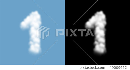 Alphabet set letter number one or 1 Cloud, smoke - Stock Illustration ...