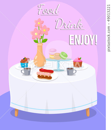 Table for two with Confectionery and Hot drinks - Stock Illustration ...
