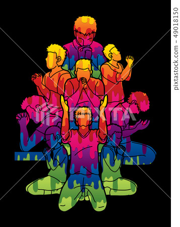 Group of Prayer, Christian praying together vector - Stock Illustration ...