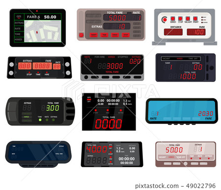 Taximeter vector cab car fare taxi meter device... - Stock Illustration ...