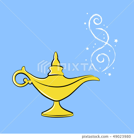 golden magic lamp arabian fairy tale three wishes - Stock Illustration [49023980] - PIXTA