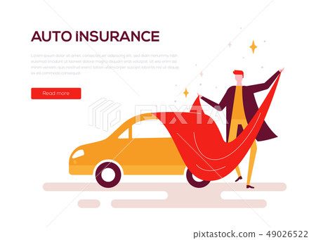 Auto insurance - colorful flat design style web... - Stock Illustration ...