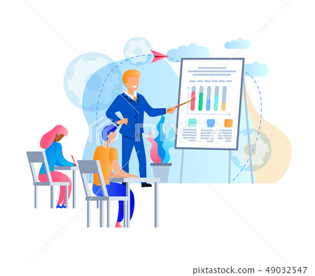 Young People Gain Knowledge from Business Trainer - Stock Illustration ...