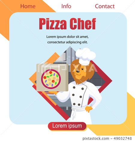 Pizza Chef with Lion Head Dressed in Cooking Robe - Stock Illustration ...