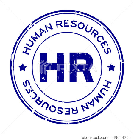 Grunge blue HR word rubber stamp - Stock Illustration [49034703] - PIXTA
