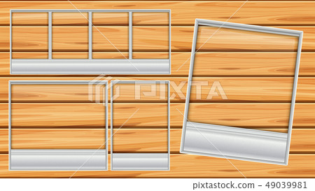 Different shapes of picture frames on wooden board - Stock Illustration ...