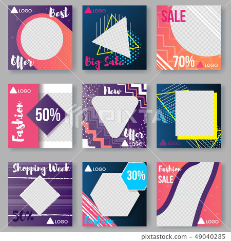 Square Banner Set for Digital Marketing, Promo Ad. - Stock Illustration ...