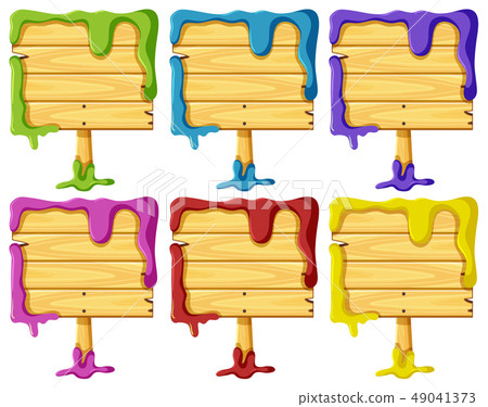 Six wooden boards with different color paints - Stock Illustration ...