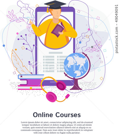 Mobile educational app. Flat vector concept. - Stock Illustration ...