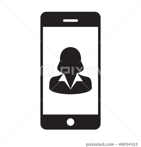 Smartphone user icon vector female person profile - Stock Illustration ...