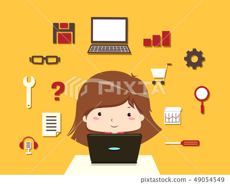 Kid Girl Web Development Illustration - Stock Illustration [49054549 ...