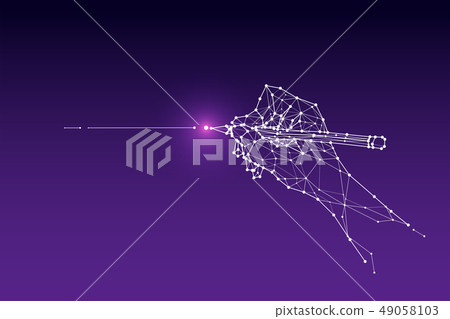 The particles, geometric art, line and dot of Hand - Stock Illustration ...