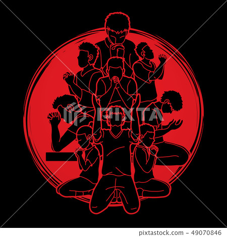 Group of people Praying, Christian praying vector - Stock Illustration ...