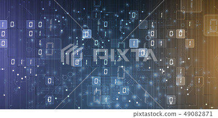 Bytes of binary code run through network. Abstract - Stock Illustration ...