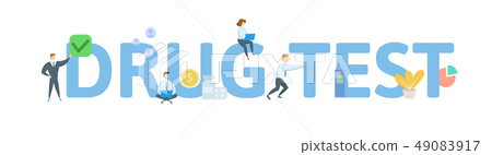 DRUG TEST. Concept with people, letters and... - Stock Illustration ...