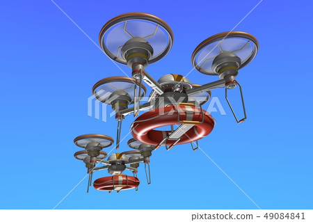 Rescue drone (with flying ring, formation flight) - Stock Illustration ...
