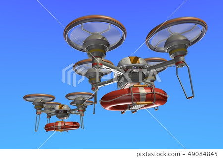 Rescue drone (with flying ring, formation flight) - Stock Illustration ...