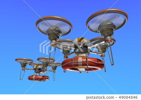 Rescue drone (with flying ring, formation flight) - Stock Illustration ...