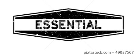 Grunge black essential word hexagon rubber stamp - Stock Illustration ...