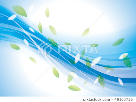 Leaves wind wave fresh green background blue - Stock Illustration ...