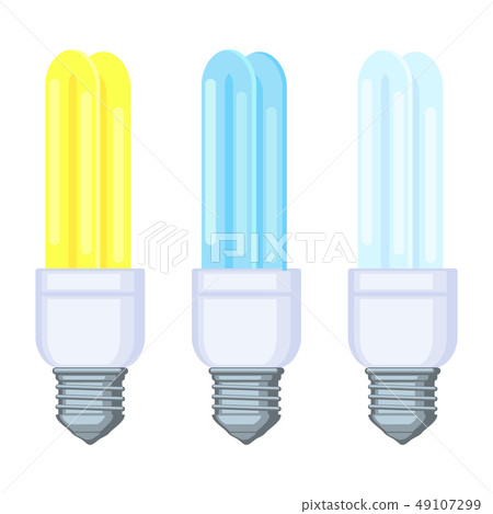Cartoon warm and cold fluorescent light bulb set - Stock Illustration ...