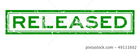Grunge green released word square rubber stamp - Stock Illustration ...