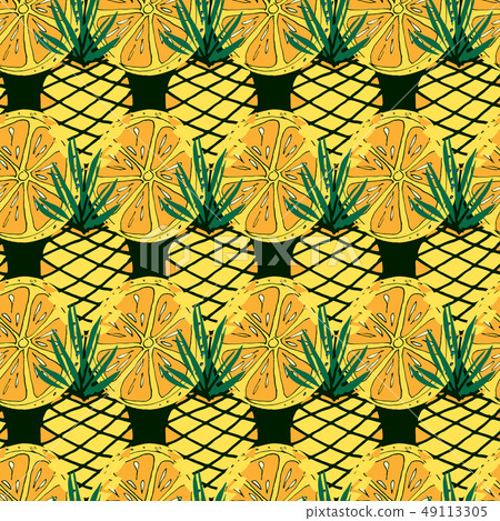 Bright Fruit Pattern With Citrus Fruit And - Stock Illustration ...