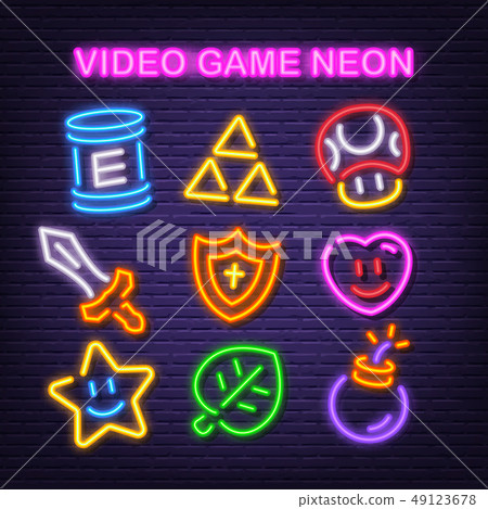 video game item neon icons - Stock Illustration [49123678] - PIXTA