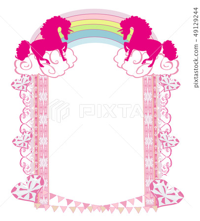 frame with a pink unicorns - Stock Illustration [49129244] - PIXTA