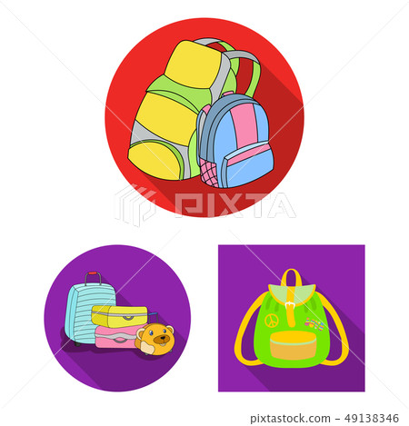 Vector illustration of and backpack sign. Set... - Stock Illustration ...