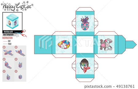 square box for easter pattern turquoise colorful - Stock Illustration ...