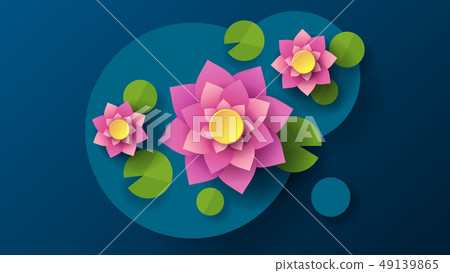 Top View Of Lotus In Cartoon Style Dark - Stock Illustration [49139865 ...