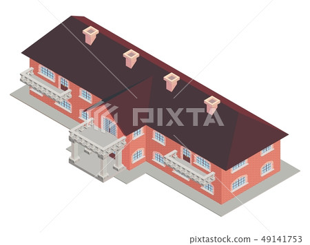 Building private school isometric vector brown - Stock Illustration ...