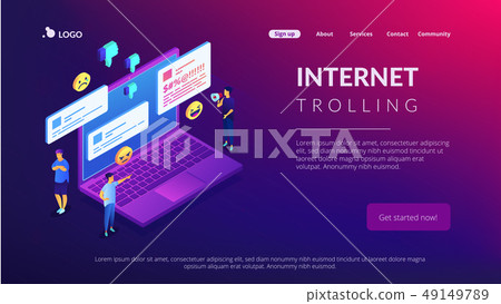 Internet trolling isometric 3D landing page. - Stock Illustration ...