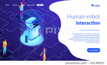 Social robotics isometric 3D landing page. - Stock Illustration [49149987] - PIXTA