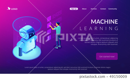 Robotics data analysis isometric 3D landing page. - Stock Illustration ...