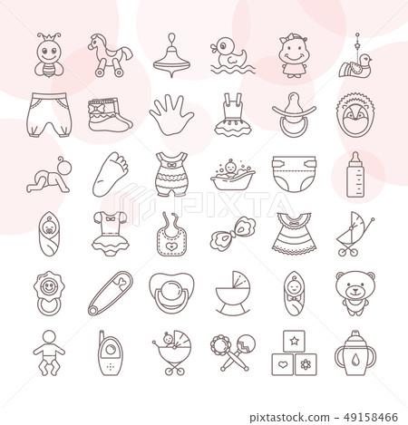Set of baby toys and clothes icon set isolated... - Stock Illustration ...