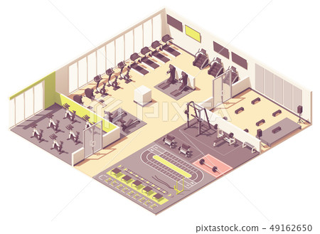 Vector isometric fitness club or gym interior - Stock Illustration [49162650] - PIXTA