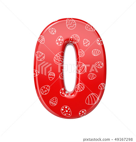 Easter egg number 0 - 3d red and white - Stock Illustration [49167298 ...