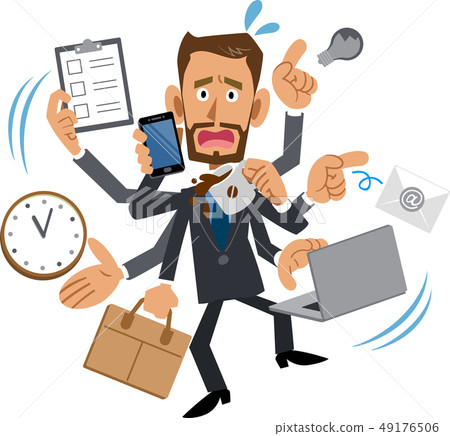 Businessman too busy - Stock Illustration [49176506] - PIXTA