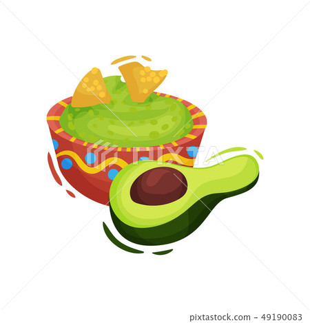 Cartoon guacamole on white background. Avocado... - Stock Illustration ...