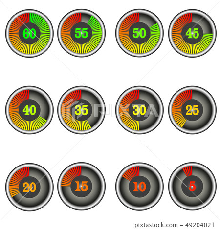 set of color stopwatch timer icons with marks - Stock Illustration ...
