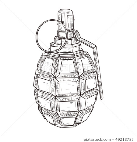 Military grenade. Hand drawn sketch - Stock Illustration [49218785] - PIXTA
