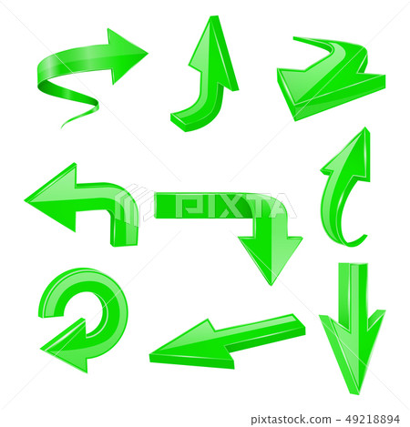 Green set arrows. 3d shiny icons - Stock Illustration [49218894] - PIXTA