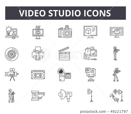Video studio line icons for web and mobile... - Stock Illustration ...