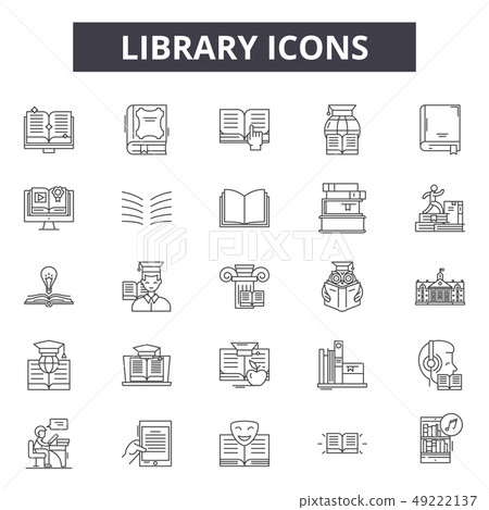 Library line icons for web and mobile design.... - Stock Illustration ...