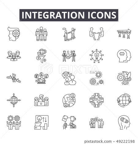 Integration line icons for web and mobile... - Stock Illustration ...