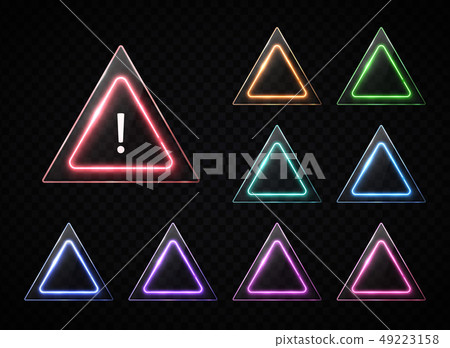 Triangular signs set on transparent background....-插圖素材 [49223158 ...