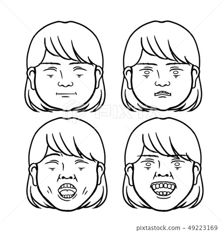 Female facial expression (shock-rigid)... - Stock Illustration ...