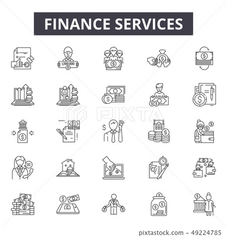 Finance services line icons for web and mobile... - Stock Illustration ...